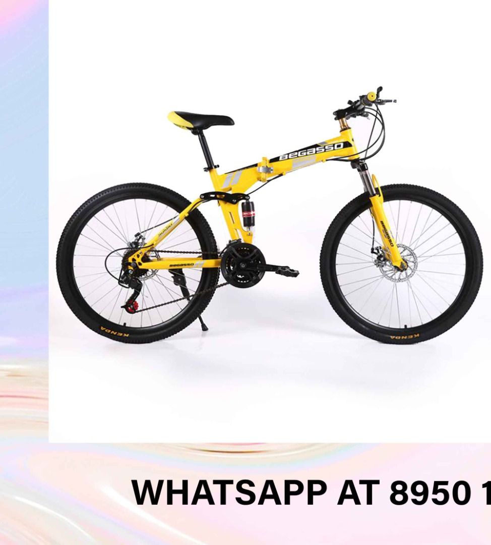 26 inch 21 Speeds Begasso Foldable Bike [Yellow] Foldie Full Suspension ...
