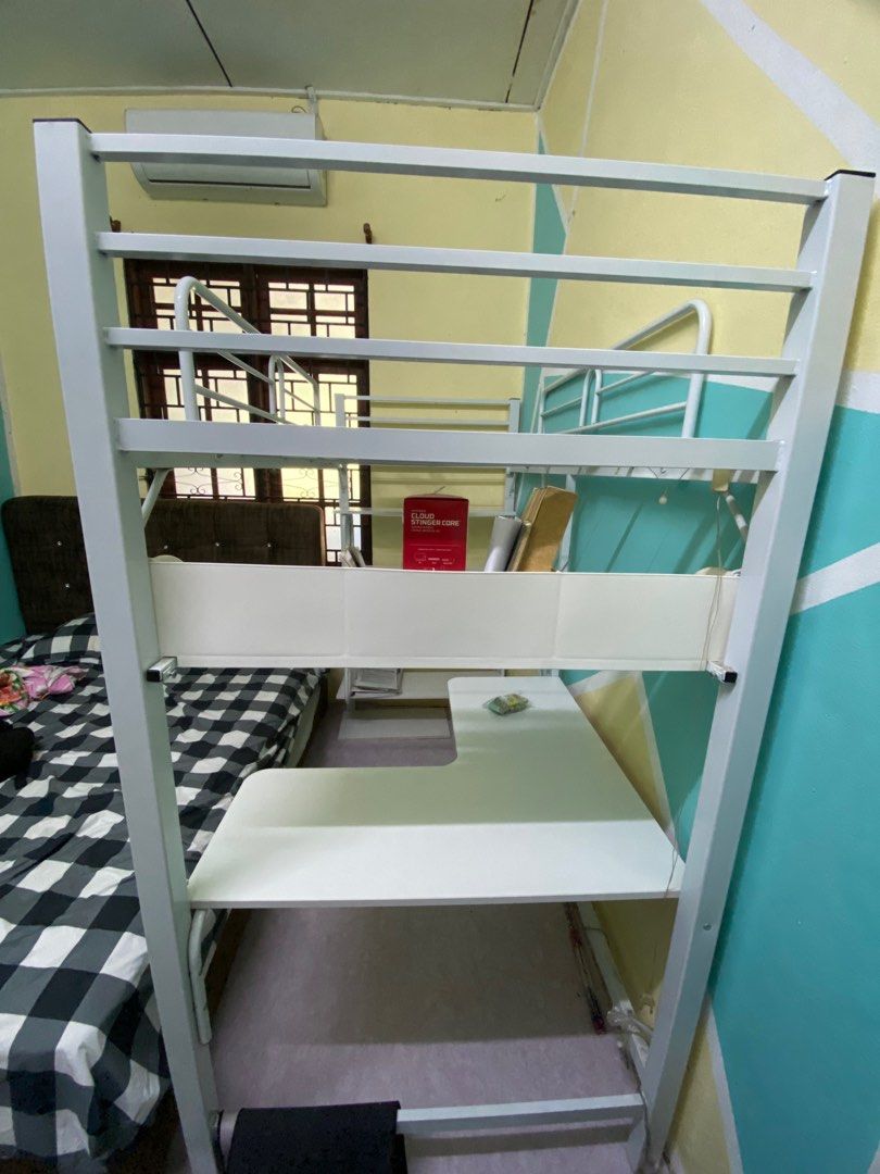 3V Loft Single Size Bed Frame with Study Table & Book Shelves Aloha ...
