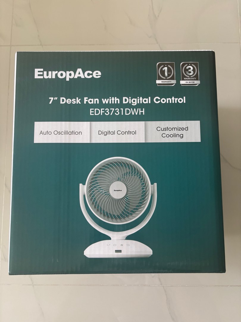 7-inch Desk Fan EuropAce with Digital Control, TV & Home Appliances ...