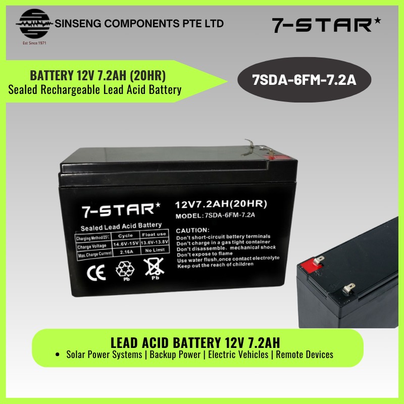 7-STAR* | Ebelco 12V 7AH - 7.2AH Sealed Rechargeable Lead Acid Battery ...