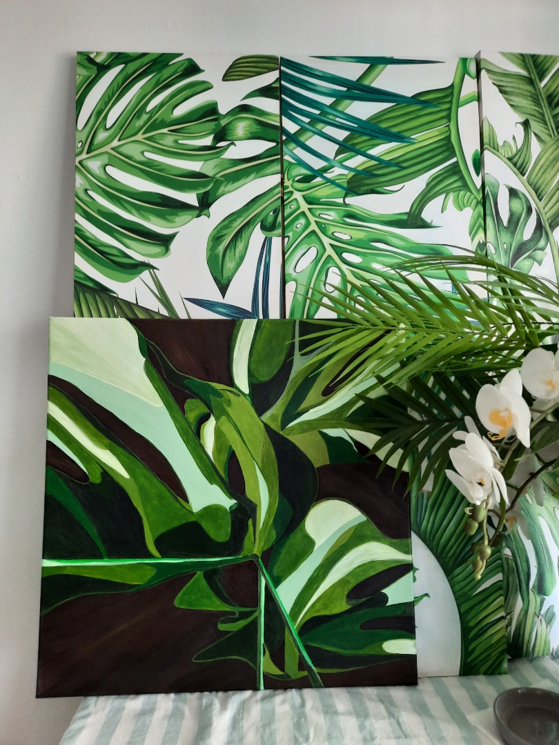 Abstract Plant canvas Painting Garden Plant balcony decor plants ...