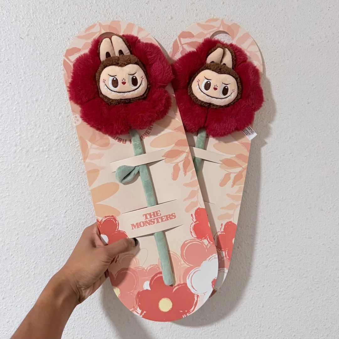 Authentic Labubu Dark Cherry Flower Plush Stalk (Popland exclusive ...