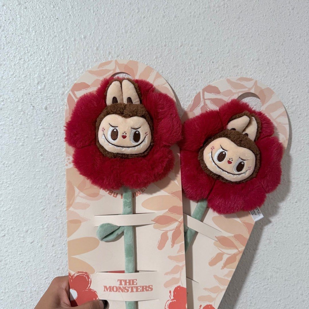 Authentic Labubu Dark Cherry Flower Plush Stalk (Popland exclusive ...