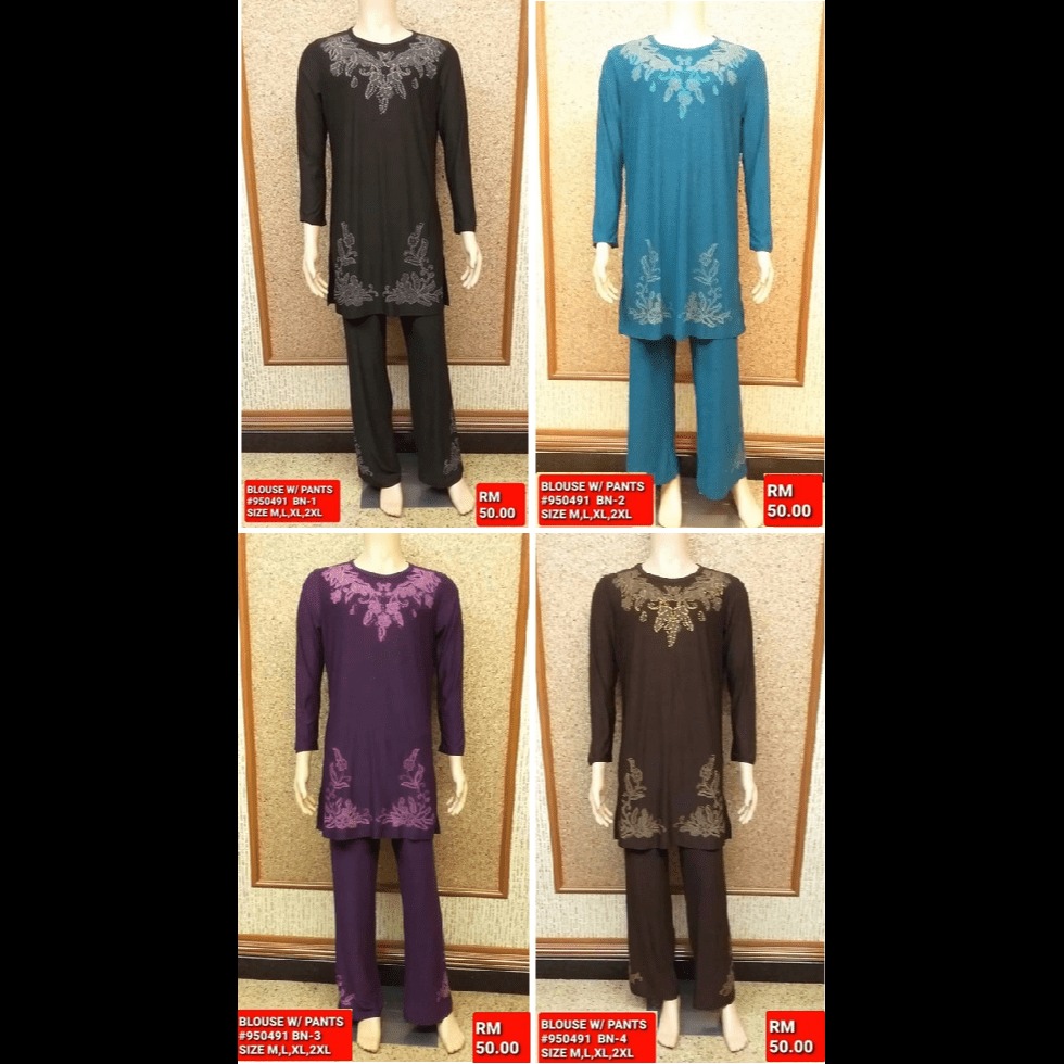 BAJU BLOUSE MUSLIMAH & LONG PANTS DUBAI ARAB KAIN KOREA FASHION WANITA ...