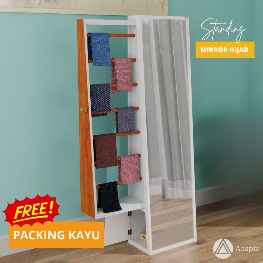 (BARU) kaca cermin standing mirror full body rak hijab make up ...