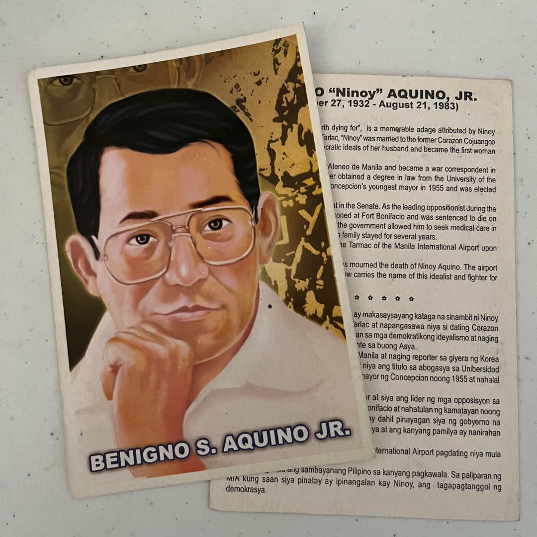 Benigno Ninoy Aquino Biography Card, Hobbies & Toys, Stationary & Craft ...
