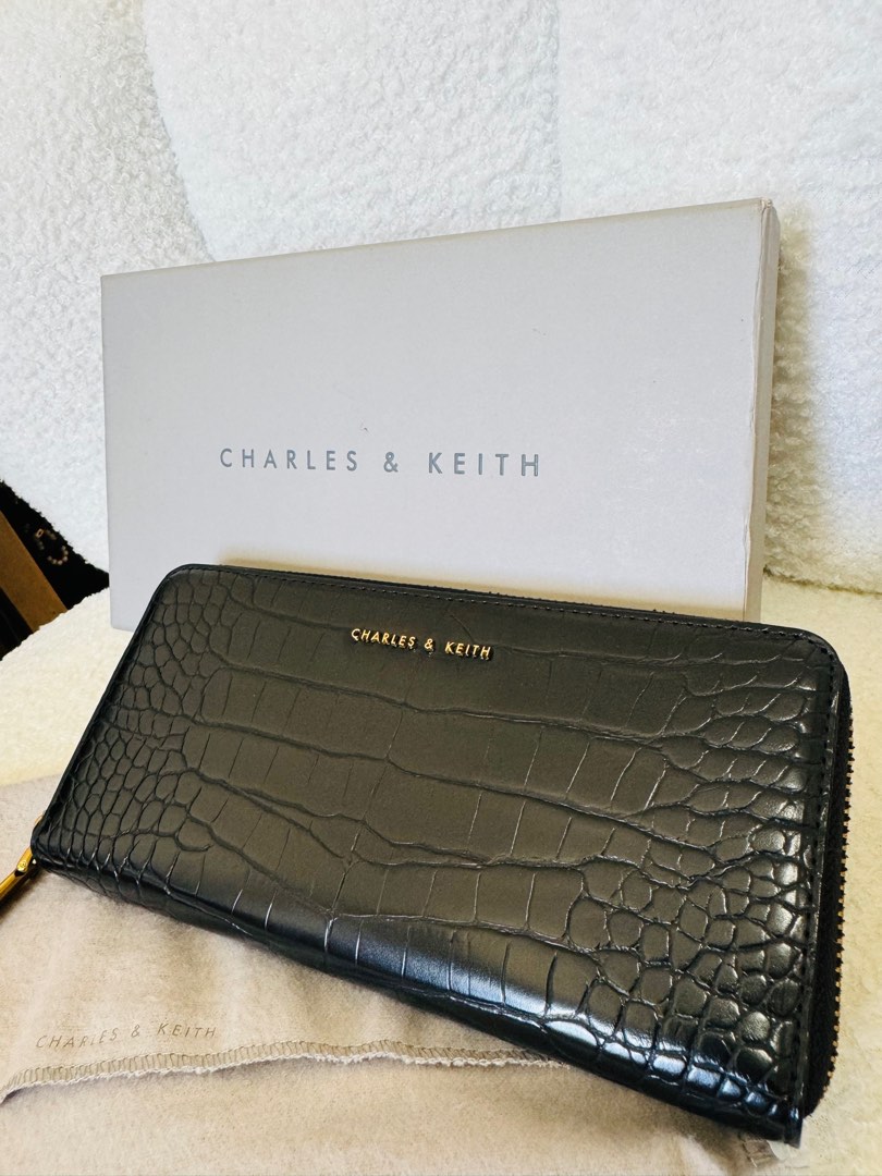 Charles & Keith Dulcie Croc-Effect Zip-Around Long Wallet, Women's ...
