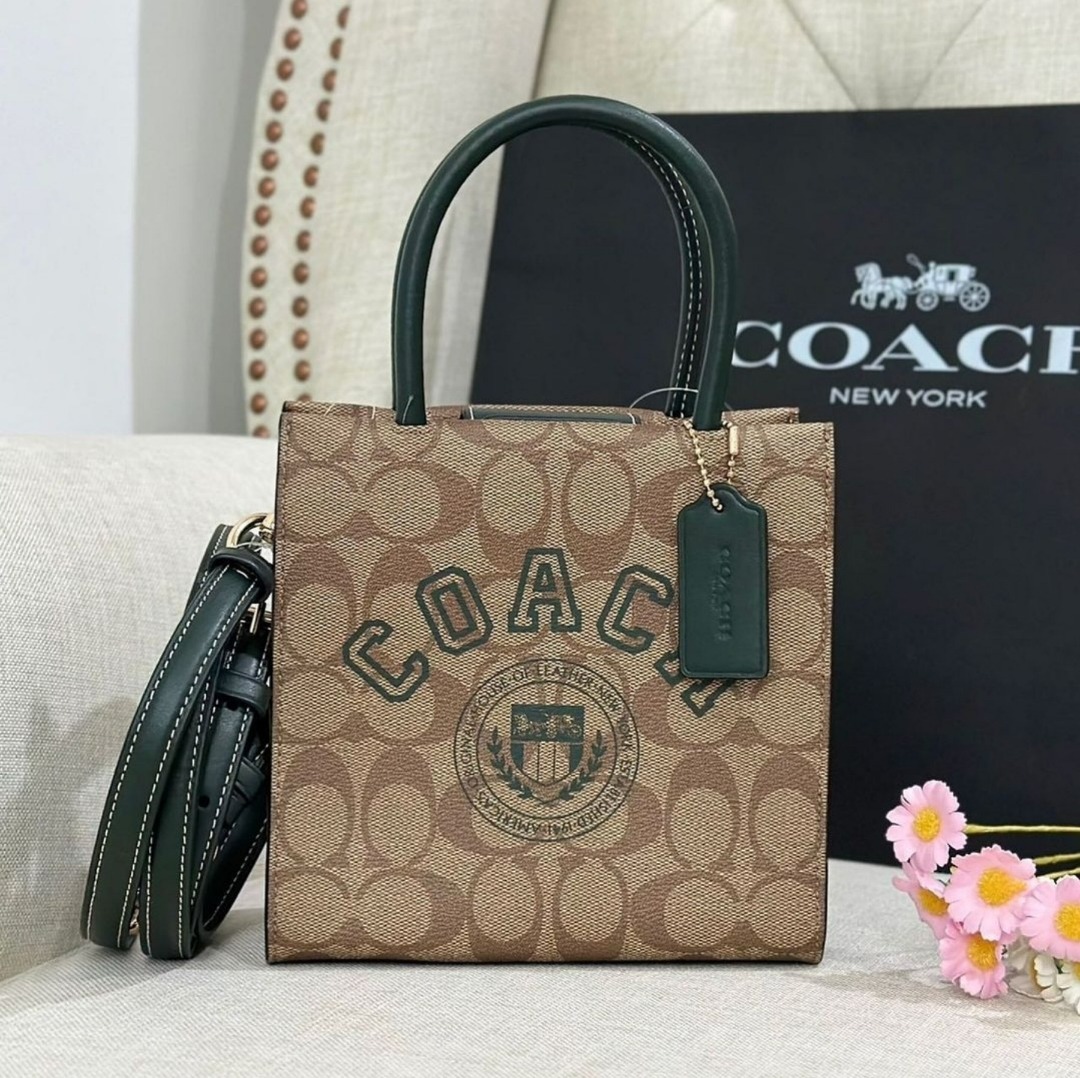 Coach CF381 Mini Cally Crossbody in Khaki Signature Coated Canvas with ...