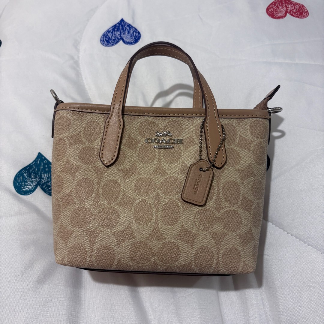 COACH MINI CITY TOTE BAG IN SAND TAUPE, Women's Fashion, Bags & Wallets ...