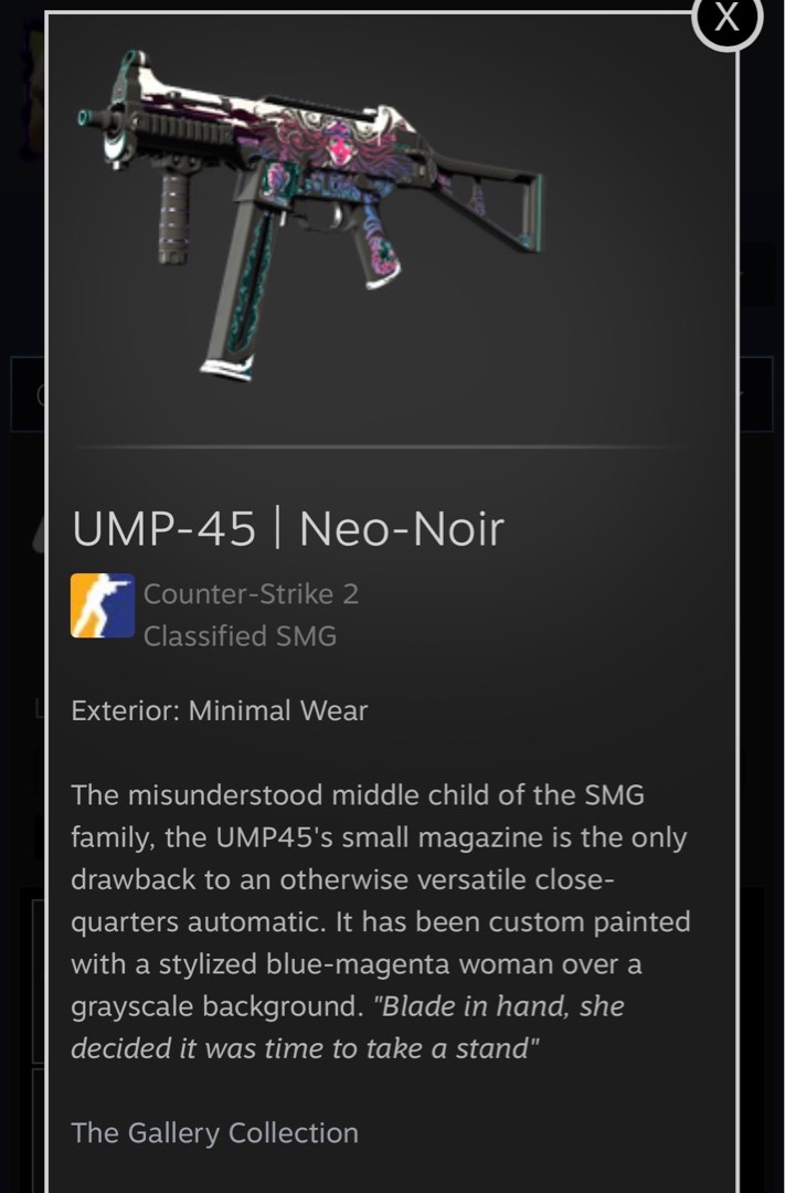 CS2 UMP|Neo-Noir (MW), Video Gaming, Gaming Accessories, In-Game Products on Carousell