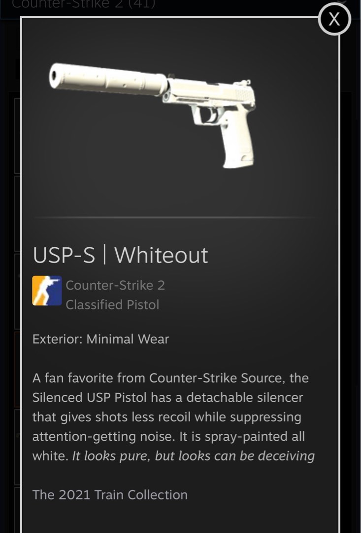 CS2 USP-S|Whiteout (MW), Video Gaming, Video Games, Others on Carousell