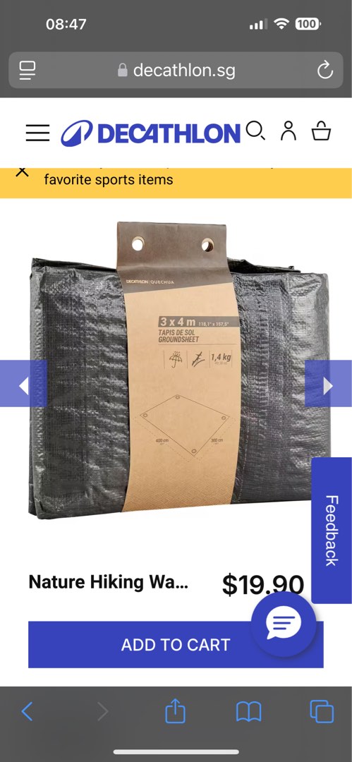 Decathlon ground sheet, Sports Equipment, Hiking & Camping on Carousell