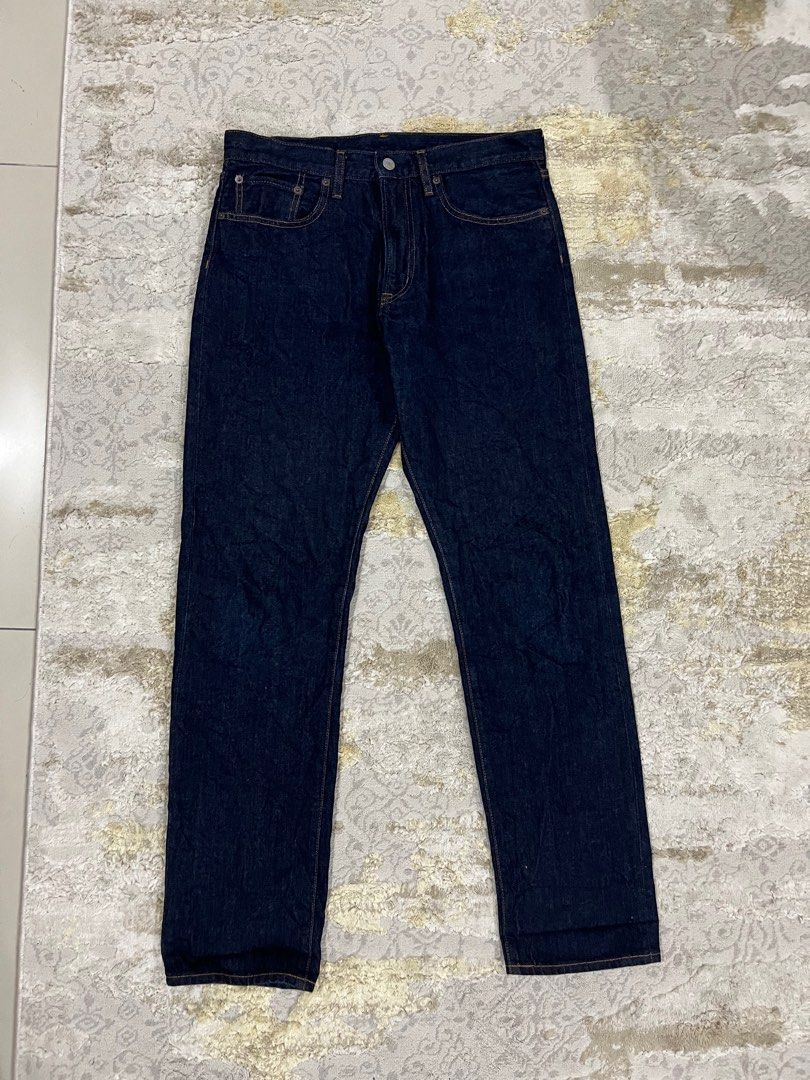 GU Super Blue Regular Fit Indigo Denim Jeans RAYA, Men's Fashion ...