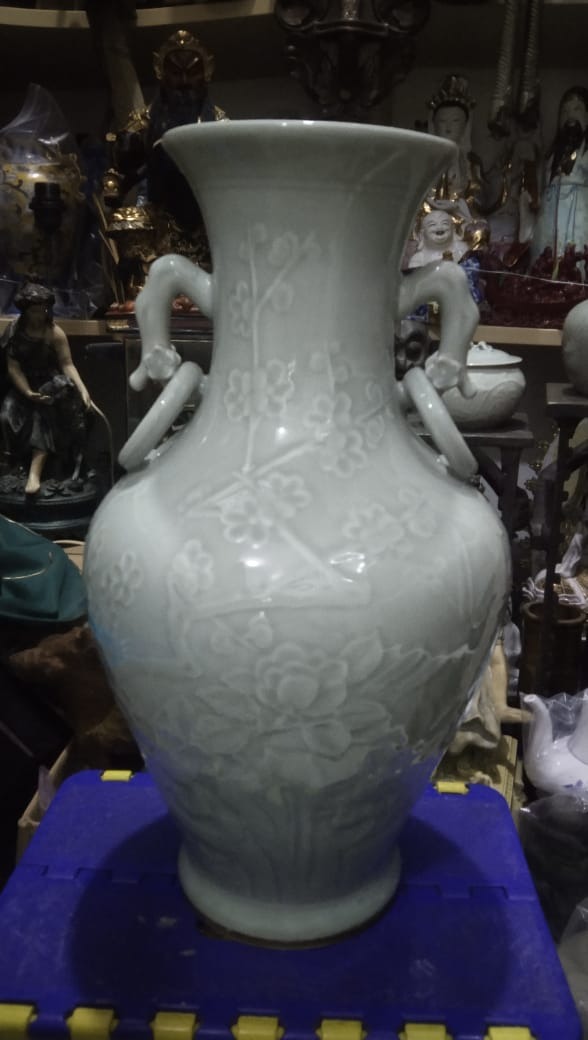 Guci Celedon Motif Bunga Cap China Kuno Jadul Antik, Antik, Pajangan di ...