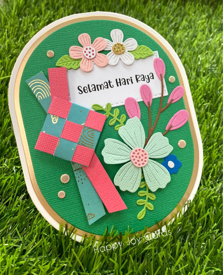 Handmade Hari Raya Cards 2025 - Elegant Floral Ovals, Hobbies & Toys ...