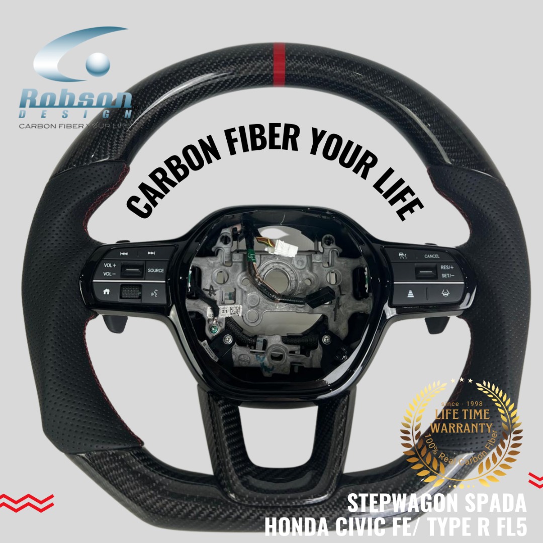 Honda Civic FE /Type R FL5 Stepwagon Spada Carbon Fiber Steering Wheel ...