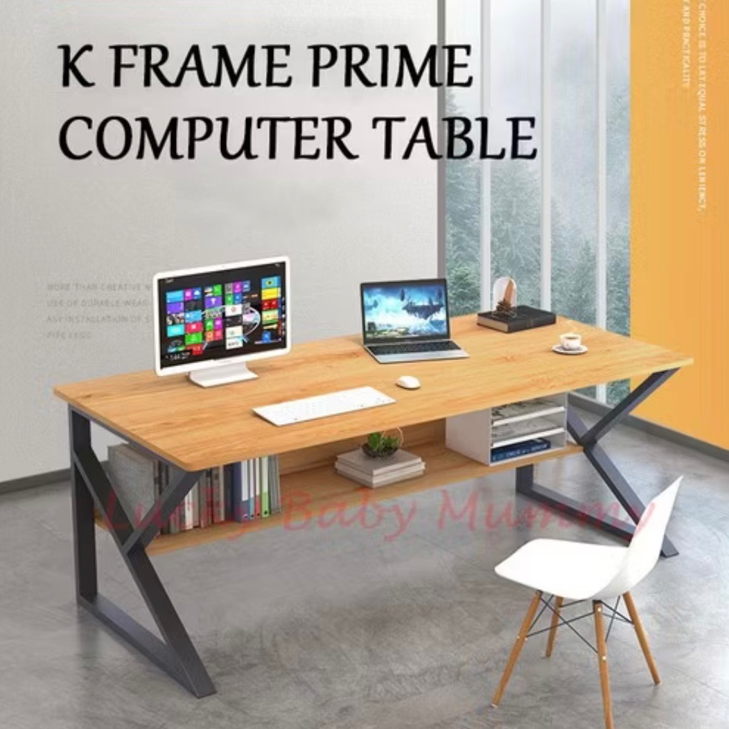 Large Sturdy Office Computer Desk | Wide K Frame Wooden Study Table ...
