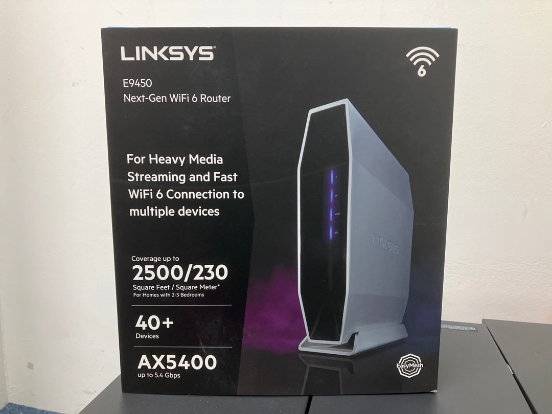 Linksys E9450 Next-Gen WiFi 6 Router with Box on Carousell