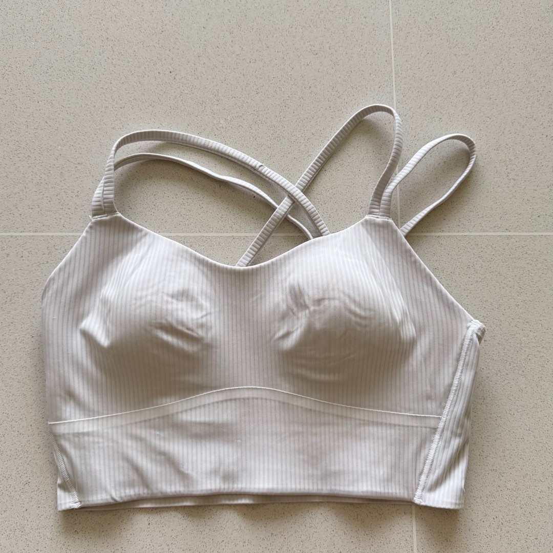lululemon like a cloud ribbed longline bra white, Women's Fashion ...