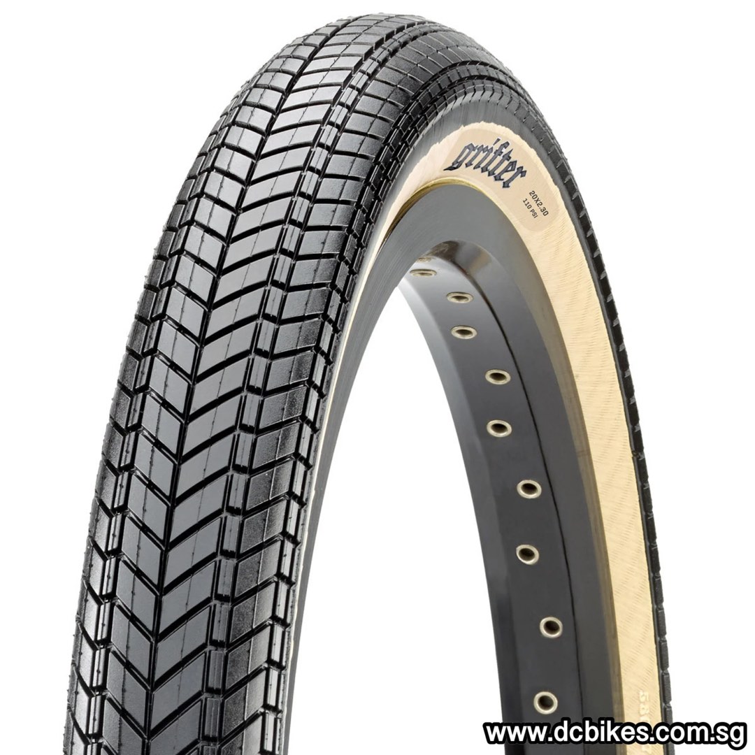 BMX Maxxis Grifter 2.3 skinwall 110psi foldable tyres, Sports Equipment ...