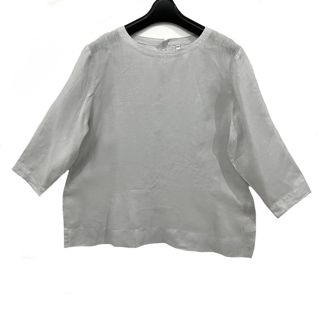 Muji 100% Linen Artisans Ash Gray Tops, Women's Fashion, Tops, Shirts on Carousell