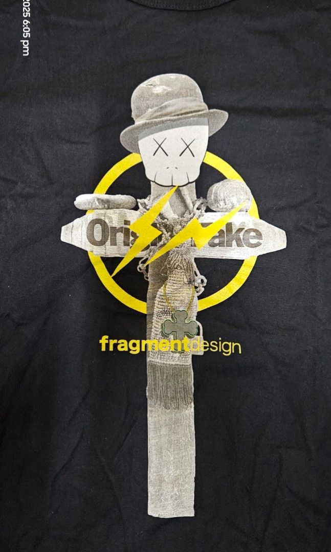 OriginalFake x fragmentdesign OF CROSS YELLOW Kaws tee, Men's Fashion ...