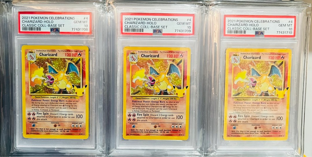 Pokemon Celebrations - Charizard PSA 10 (set of 3 with consecutive ...