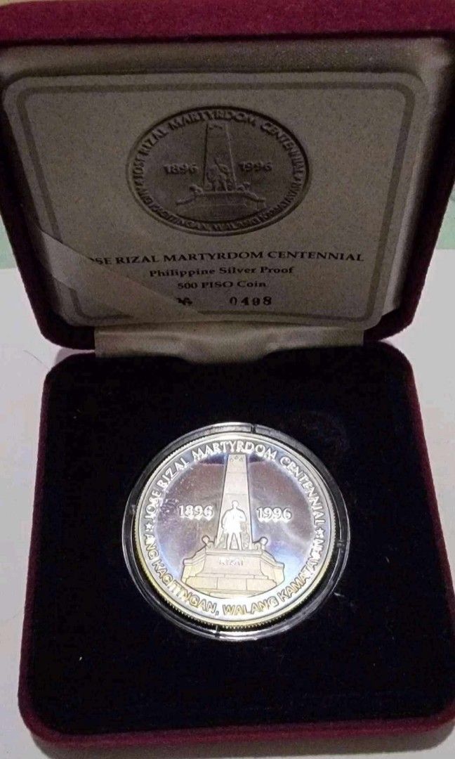 Proof 500 piso rizal martyrdom complete with box and certificate of ...
