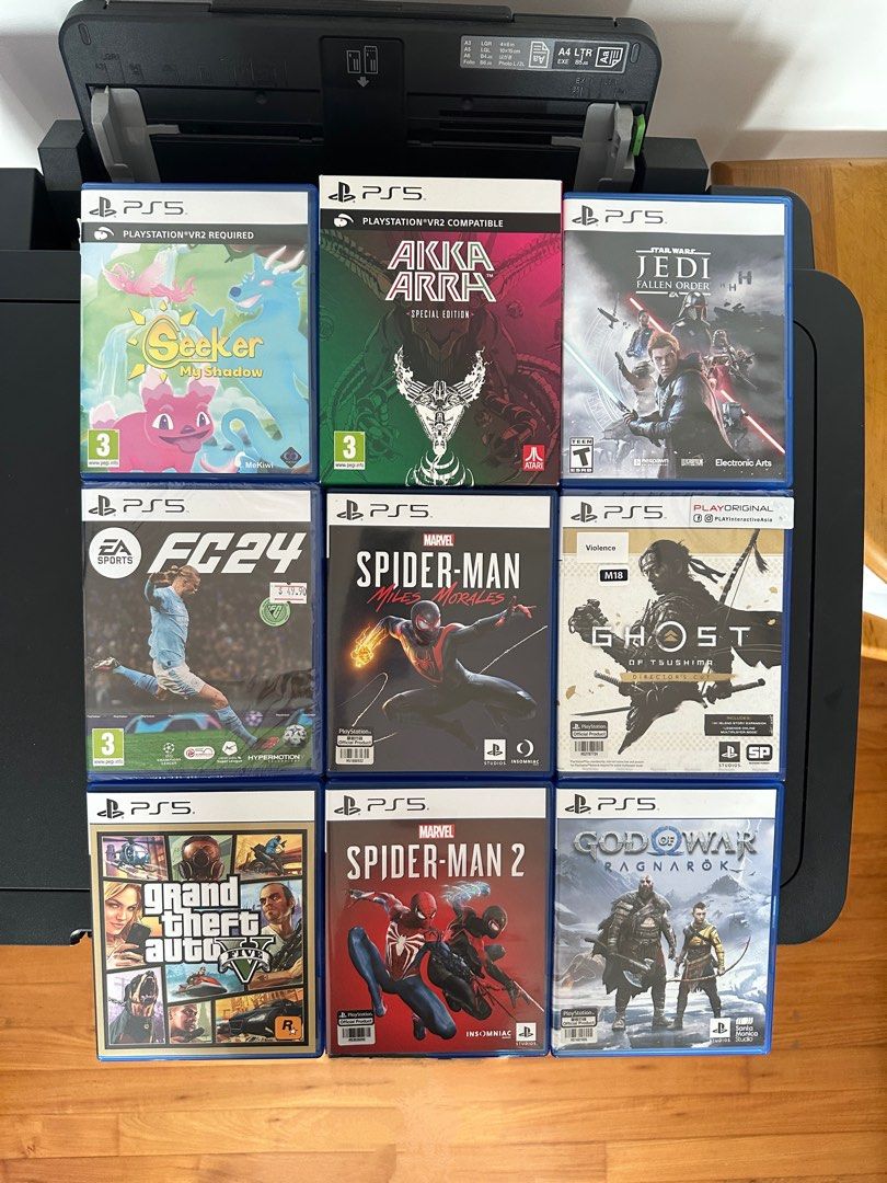 PS5 game Seeker / Akka arra / Star Wars Jedi / FC 24 / Spider-Man miles ...