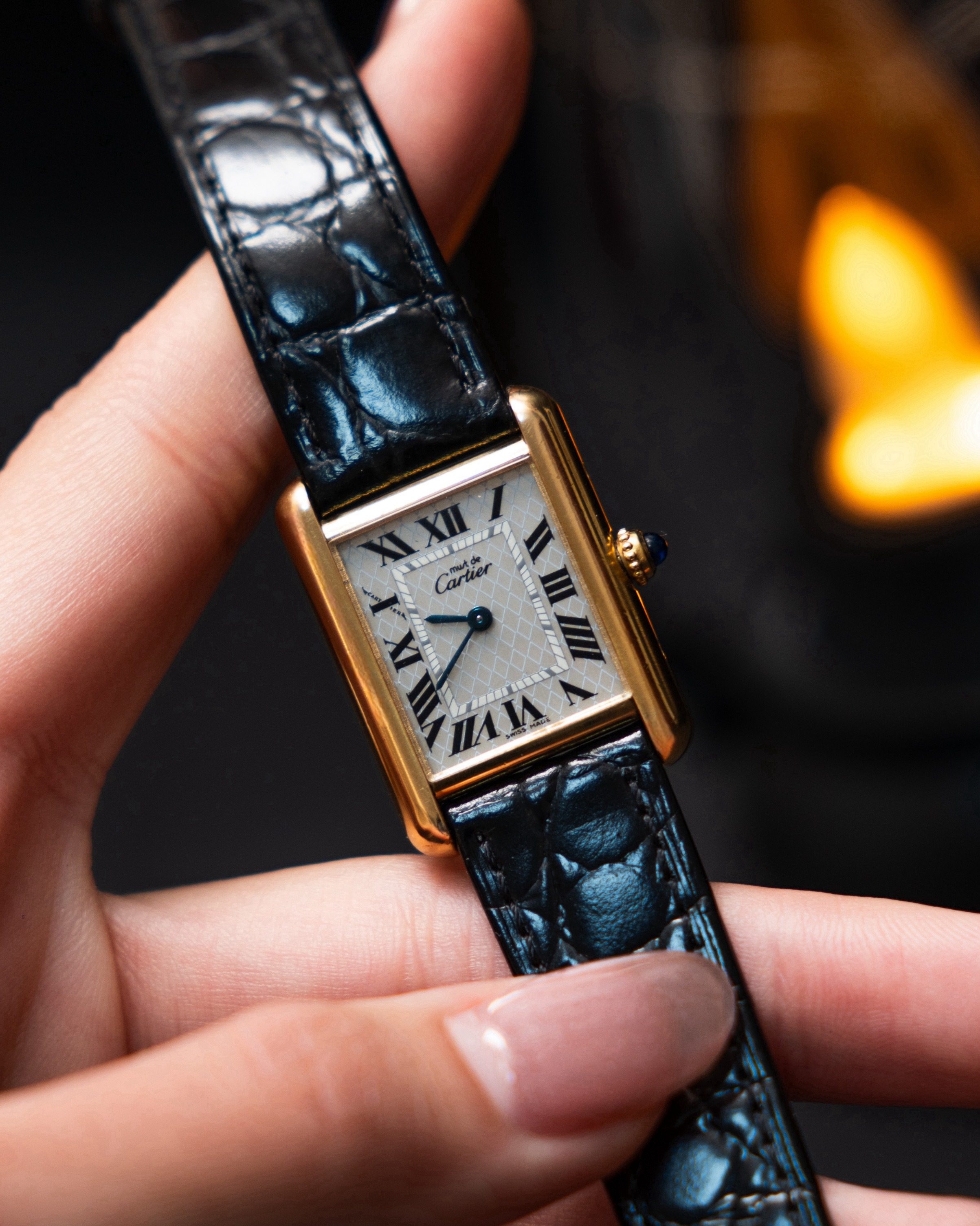 Rare! Cartier Must de Cartier Tank Rhombus Pattern Dial Japan Edition ...