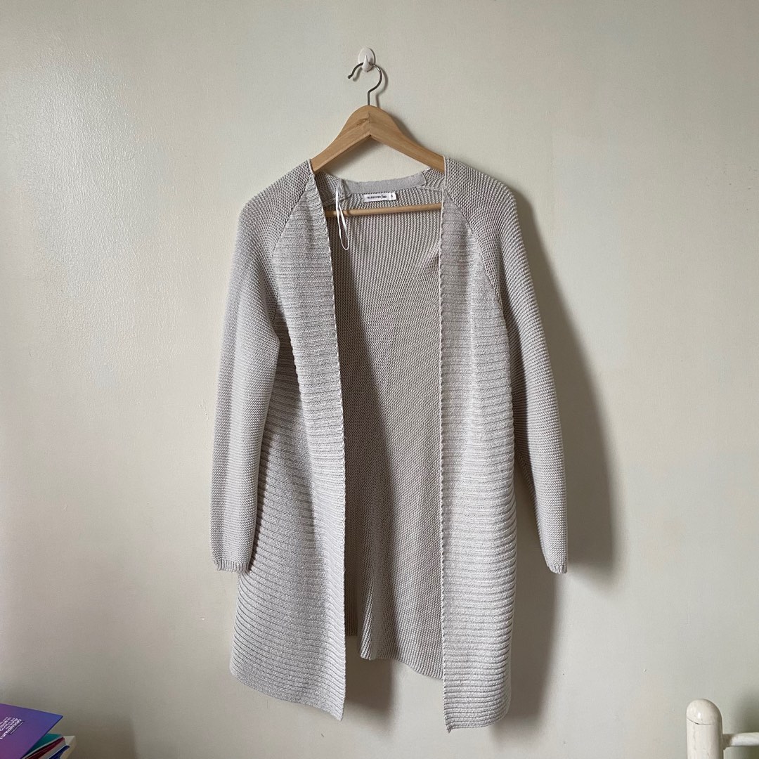 Reserved (name of brand) Basics Cardigan Beige Long, Women's Fashion ...
