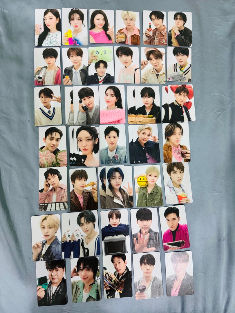 s> smtown family photocards(red velvet, nct 127 dream wish wayv, boa, kanta, tvxq, exo, lucas ...