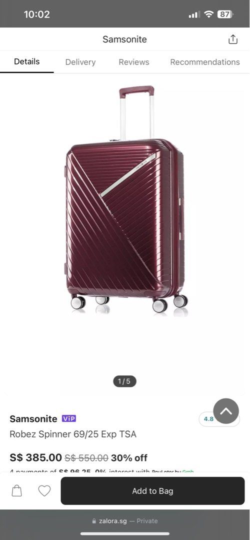 Samsonite Robez Spinner 69/25 Exp TSA Matt wine red, Hobbies & Toys ...