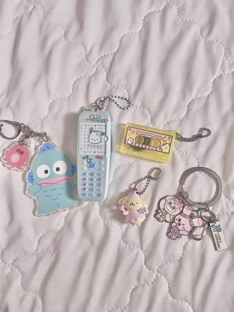 Sanrio Anik Anik Charms Keychain Pochacco Pompompurin Hangyodon ...