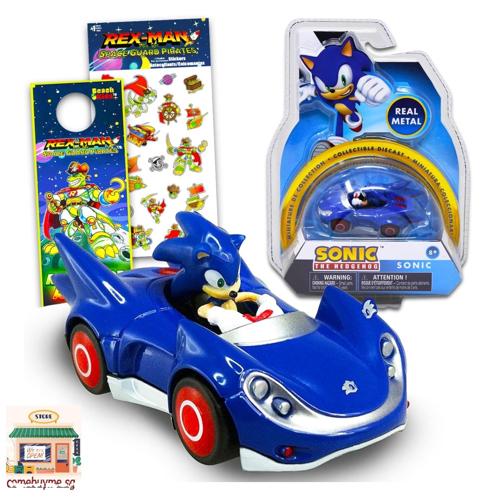 Sonic the Hedgehog Diecast Toy Race Car - Bundle with Sonic Pull Back ...