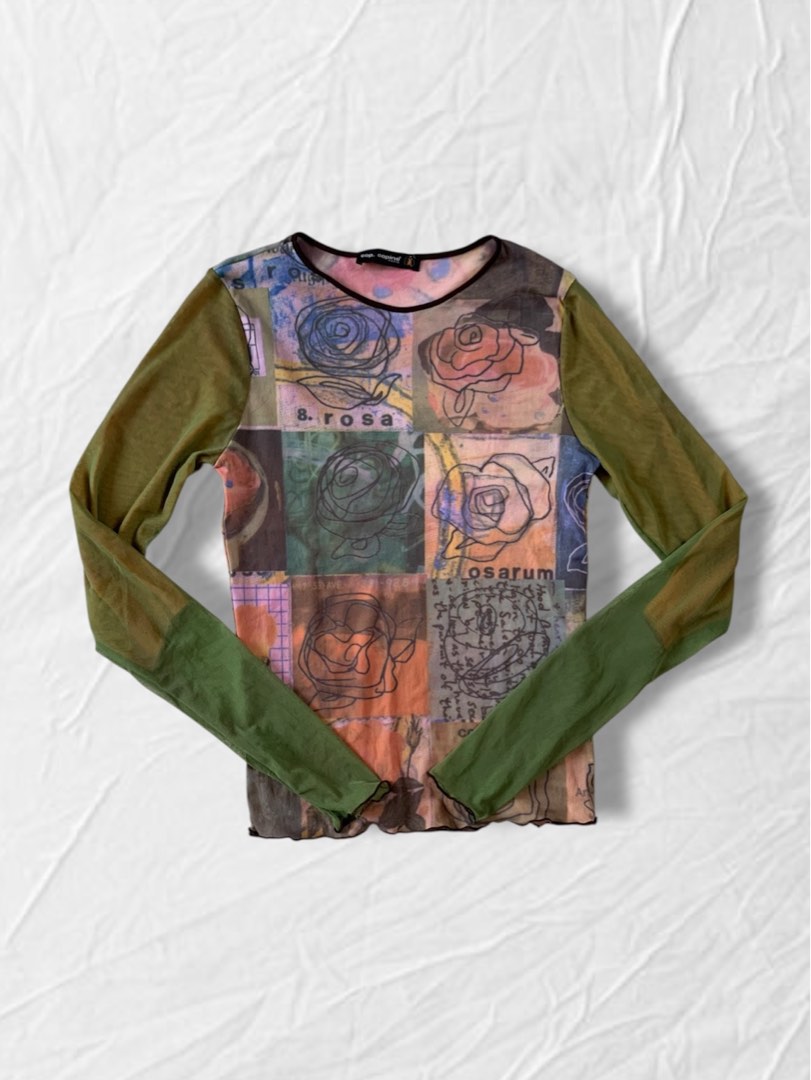 vintage y2k cop copine rosa mesh top, Women's Fashion, Tops ...