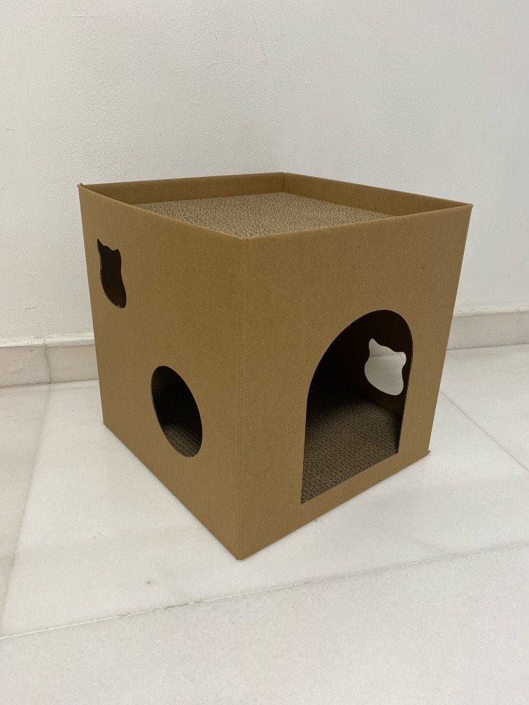32cm x 32cm x 32cm Cat Kitten Cardboard Box Scratchboard Home House Hut ...