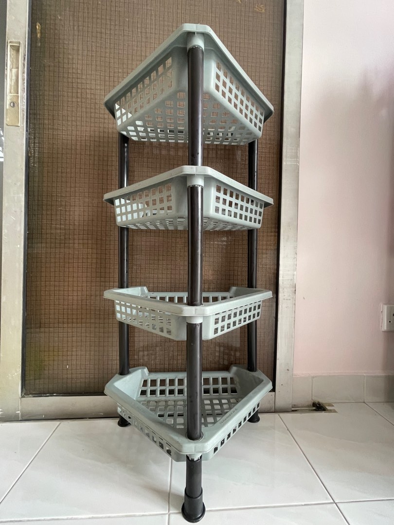 4 Tier Triangle Plastic Rack Corner Kitchen /Toilet /Bath Bathroom ...
