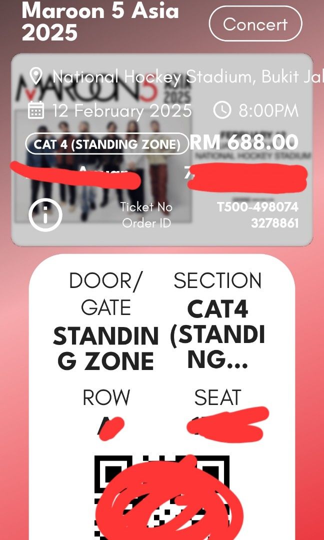 Single Maroon 5 ticket - Standing to let go, Tickets & Vouchers, Event ...