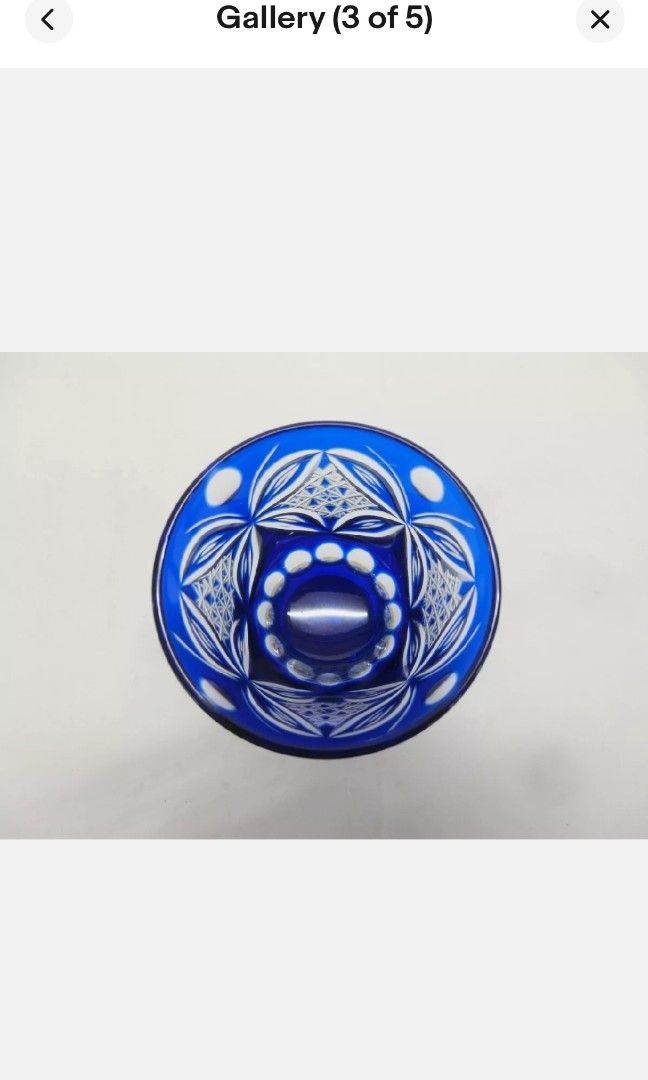 Ai Kiriko Shomine, 2 paired glasses, blue, handmade, cut glass, Japan ...