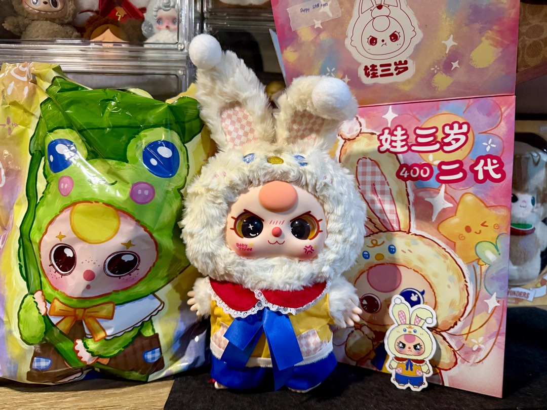 Baby three 400% V2 Plush Toy Doll / Bunny/ Special dora eyes/ Pink hair ...