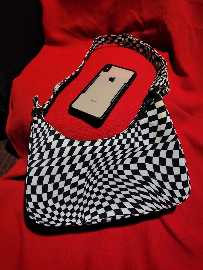 bag sandang hitam putih kotak2 mantap kain licin poliyster lembut minat ...