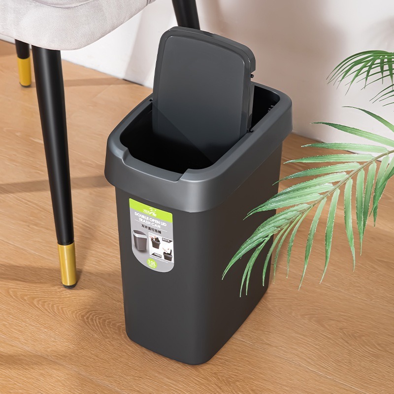 Black Double Opening Lid Dustbin, Furniture & Home Living, Cleaning ...