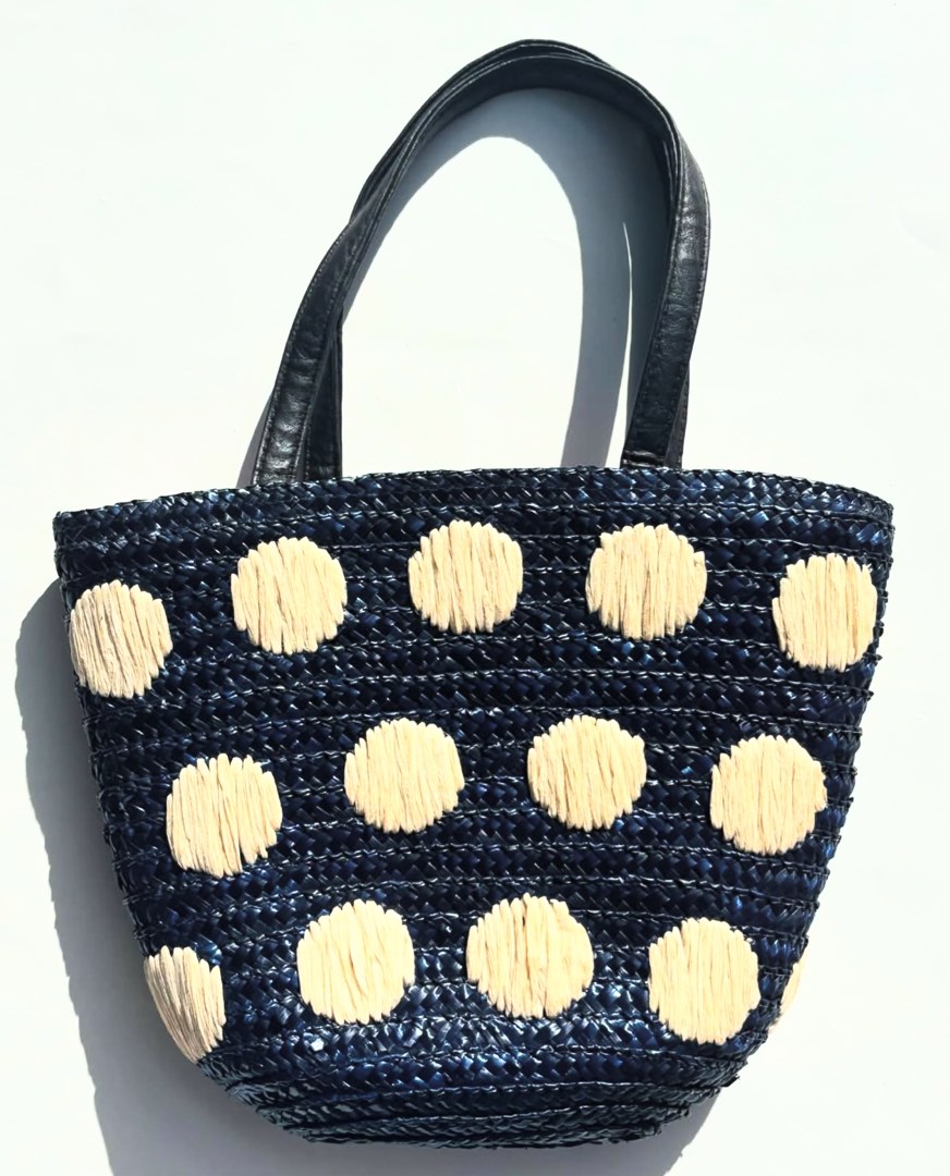 Blue Polca Abaca Hand Bag, Women's Fashion, Bags & Wallets, Beach Bags ...