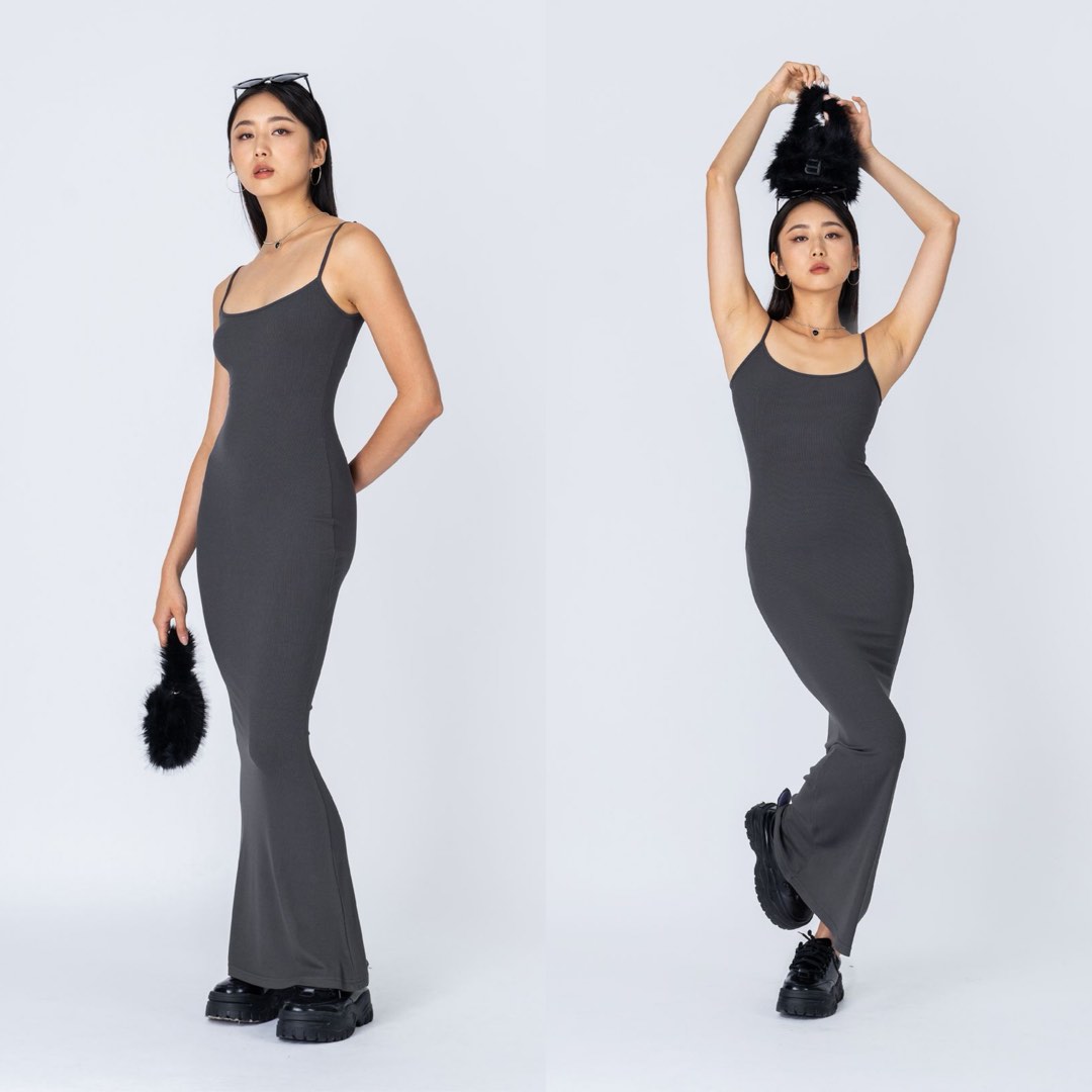 BNWT Young Hungry Free Complexion Dress in Dark Grey, Women's Fashion ...