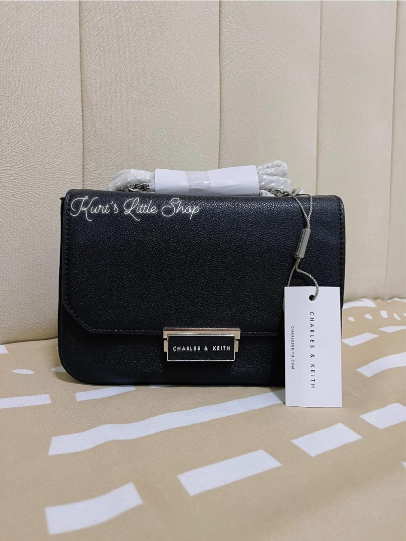 Charles and Keith - Mini Sue Chain Strap Shoulder Bag in Noir, Women's ...