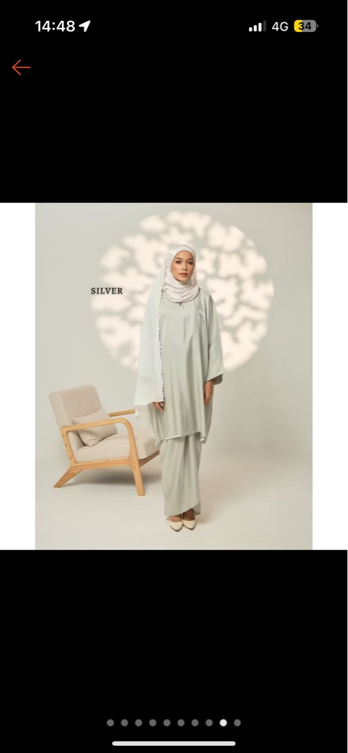 (Grey/Silver) Haura Wear Dewi Kurung with Pario Set, Women's Fashion ...