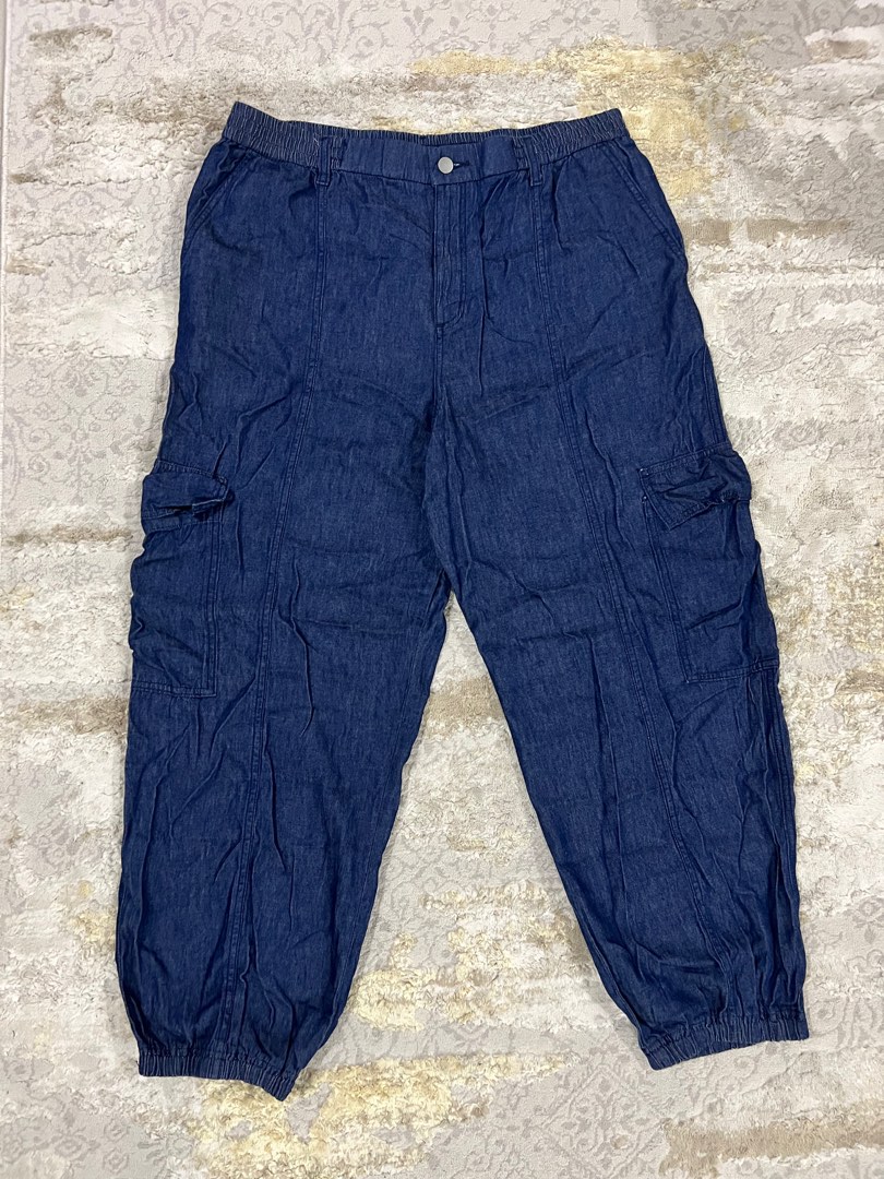 GU Super Baggy Parachute Big Size Cargo Jeans Denim, Men's Fashion, Bottoms, Jeans on Carousell