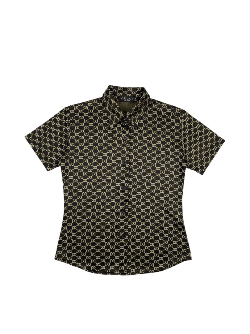 Gucci Tom Ford Monogram Button Up Short Sleeve, Women's Fashion, Tops ...