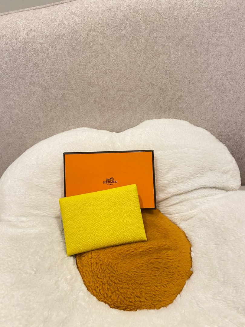 HERMES CALVI CARD HOLDER IN YELLOW EPSOM LEATHER, Luxury, Bags ...